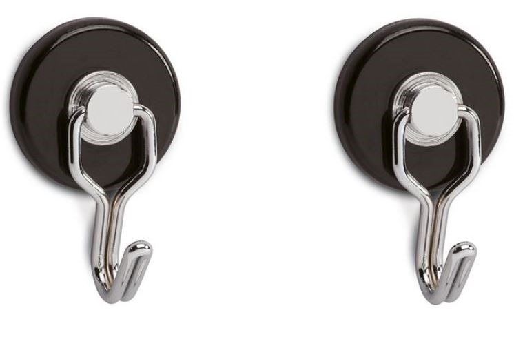 Magnet med krog, til loft eller væg - bæreevne 5kg. - farve sort eller ...