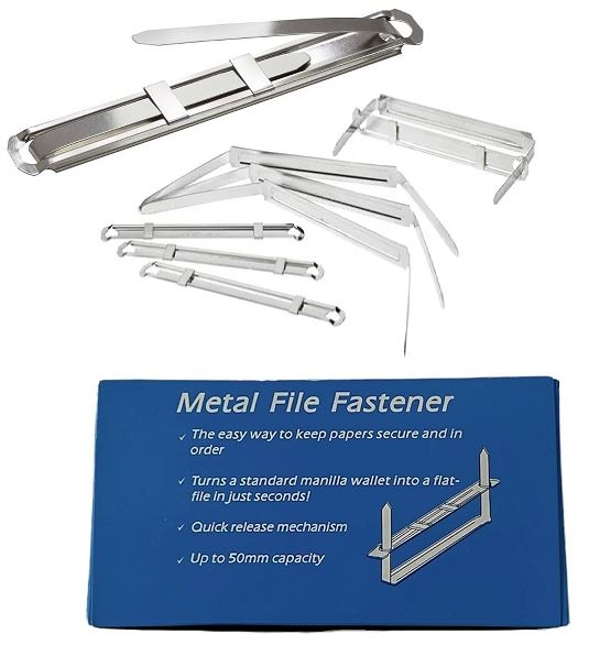 Metal file fasteners arkivclips i metal - 50 pr. pakke
