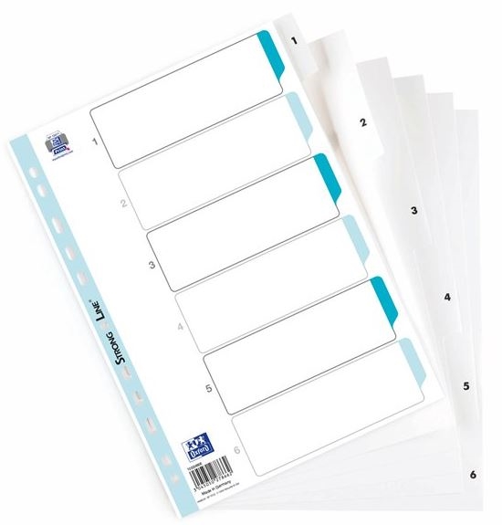 Oxford Strong-Line® register A4 hvid PP 1-6 - 35 sæt pr. ks..