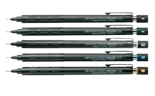 Pentel pencil GRAPH PRO PG 1000, tykkelse 0,50 0,7 og 0,9