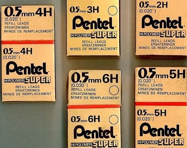 Bly 0,5 Pentel super Hi-polymer, hårhed 2H-3H-4H