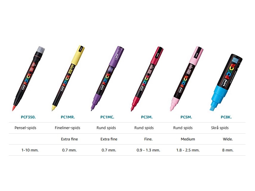 Uni POSCA gavesæt med 60 stk. posca-markere i etui