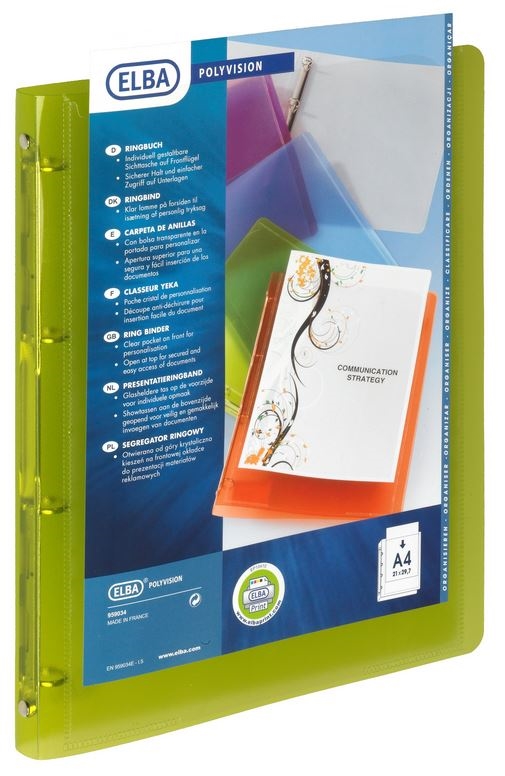 Ringbind plast Transparence med 4-ringe-15mm ringe, ryg 25mm