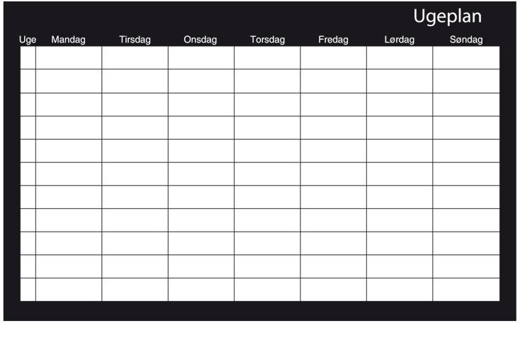 Ugeplan tavle 60x40cm magnetisk